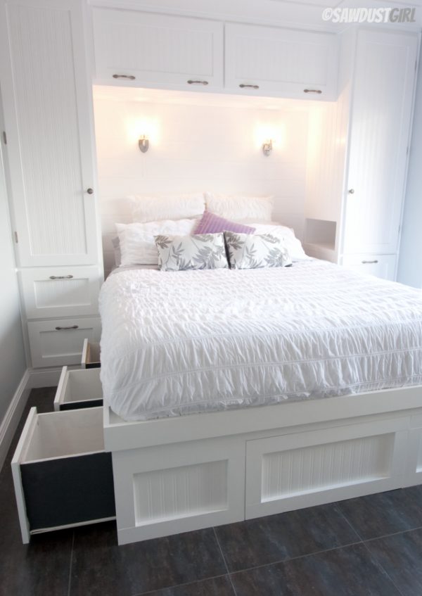 Built-in Wardrobes And Platform Storage Bed - Sawdustgirl.com