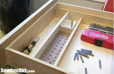 Drawer Storage For Driver Bits With 2 Tier Sliding Trays | Sawdust Girl