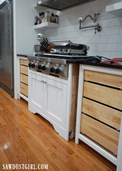 Adding Decorative Legs To Cooktop Cabinet | Sawdust Girl