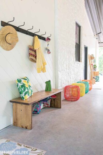 How To Build A Bench With A Built-in Boot Rack | Sawdust Girl®