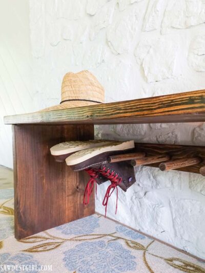 How To Build A Bench With A Built-in Boot Rack | Sawdust Girl